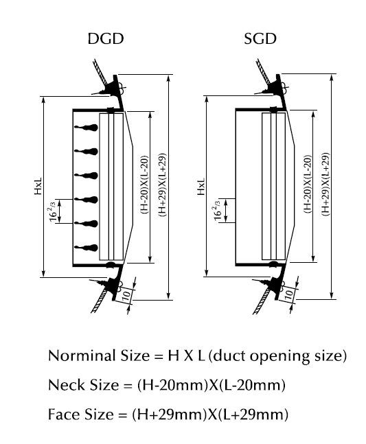Factory Price Galvanized Steel Double Deflection Grille Air Spiral Duct ...